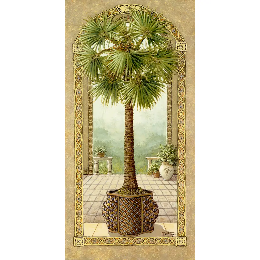 Tiles with tropical plants-Palm Tree in Basket II-Tile Mural