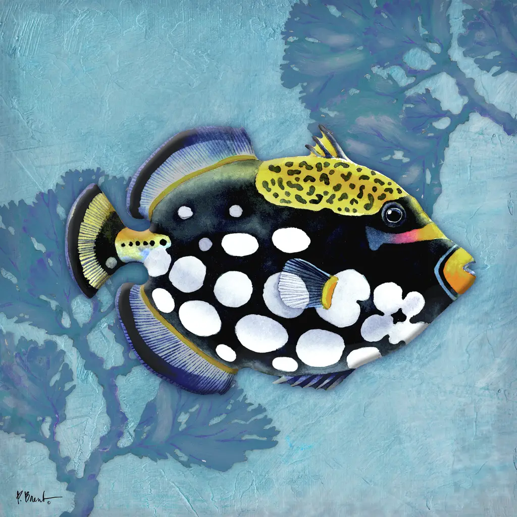 Saltwater fish art-Azure Tropical Fish III-Tile Mural