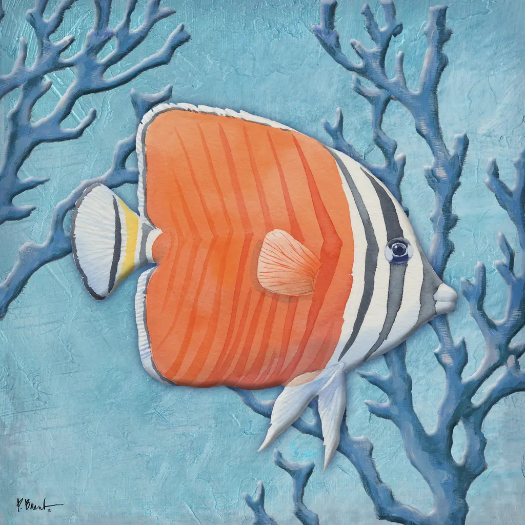 Sea life accent tiles - Azure Tropical Fish IV - PB - Accent Tile