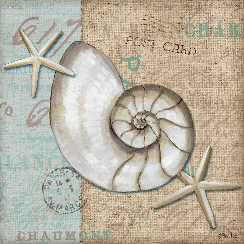 Decorative shells on tile - Linen Shells III - Tile Mural