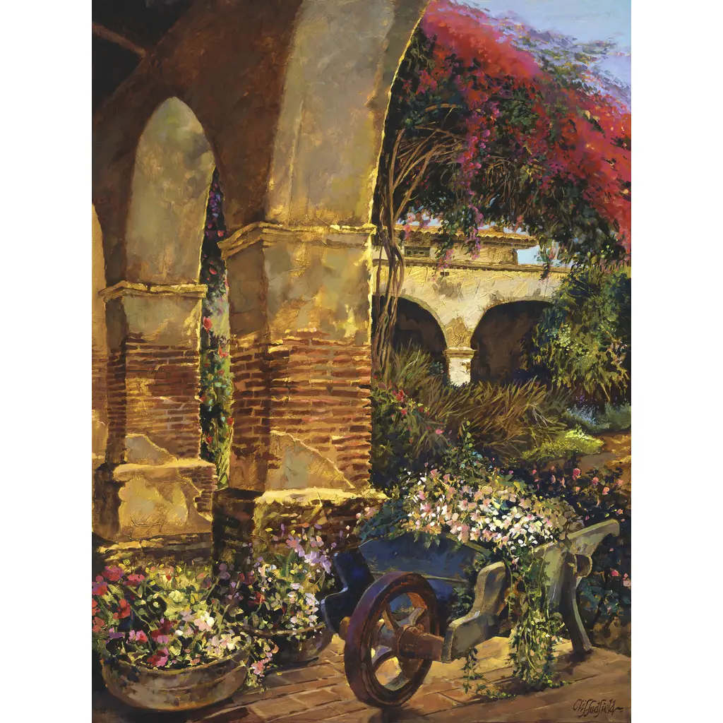 Tile art with Tuscan scenes-Columns Adorned-Tile Mural