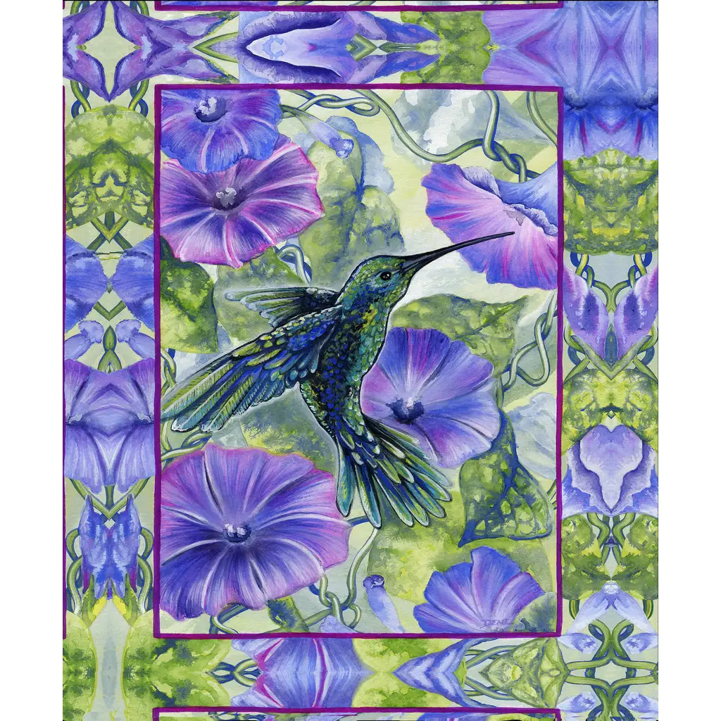 Hummingbird art for tiles-Morning Glory-Tile Mural