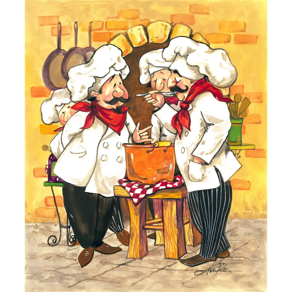 Decorative tiles with chefs-Soup Chefs-Tile Mural