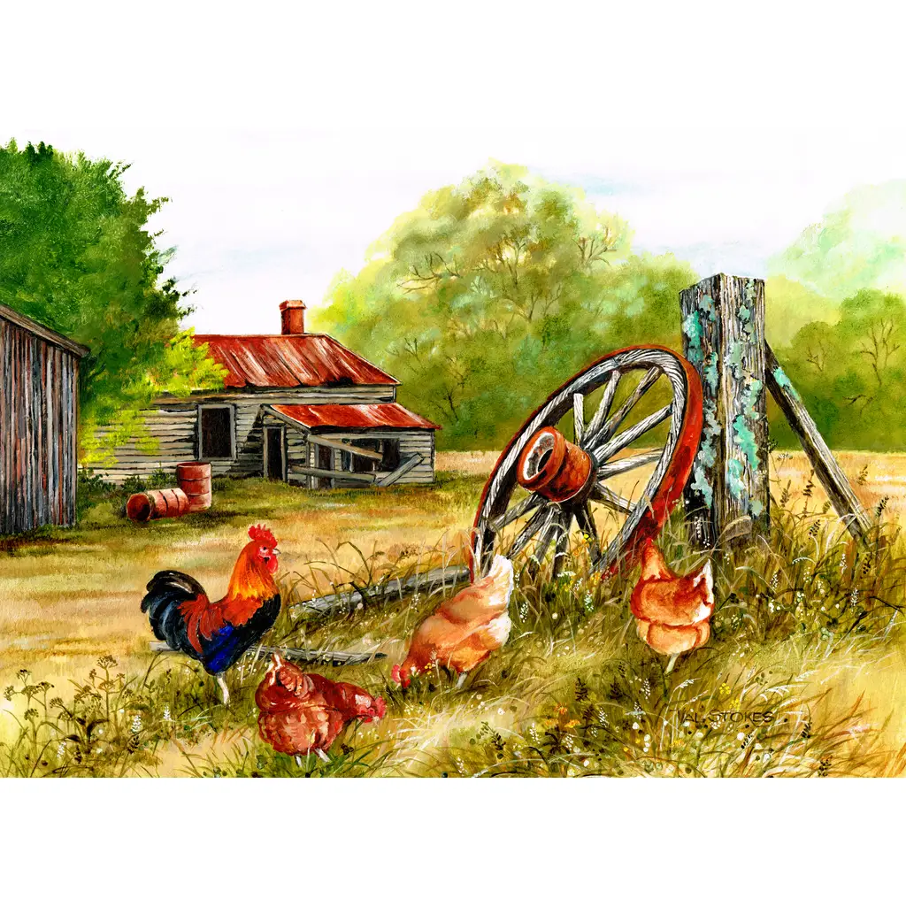 Decorative tile with Roosters-Wheeling and Dealing-Tile Mural