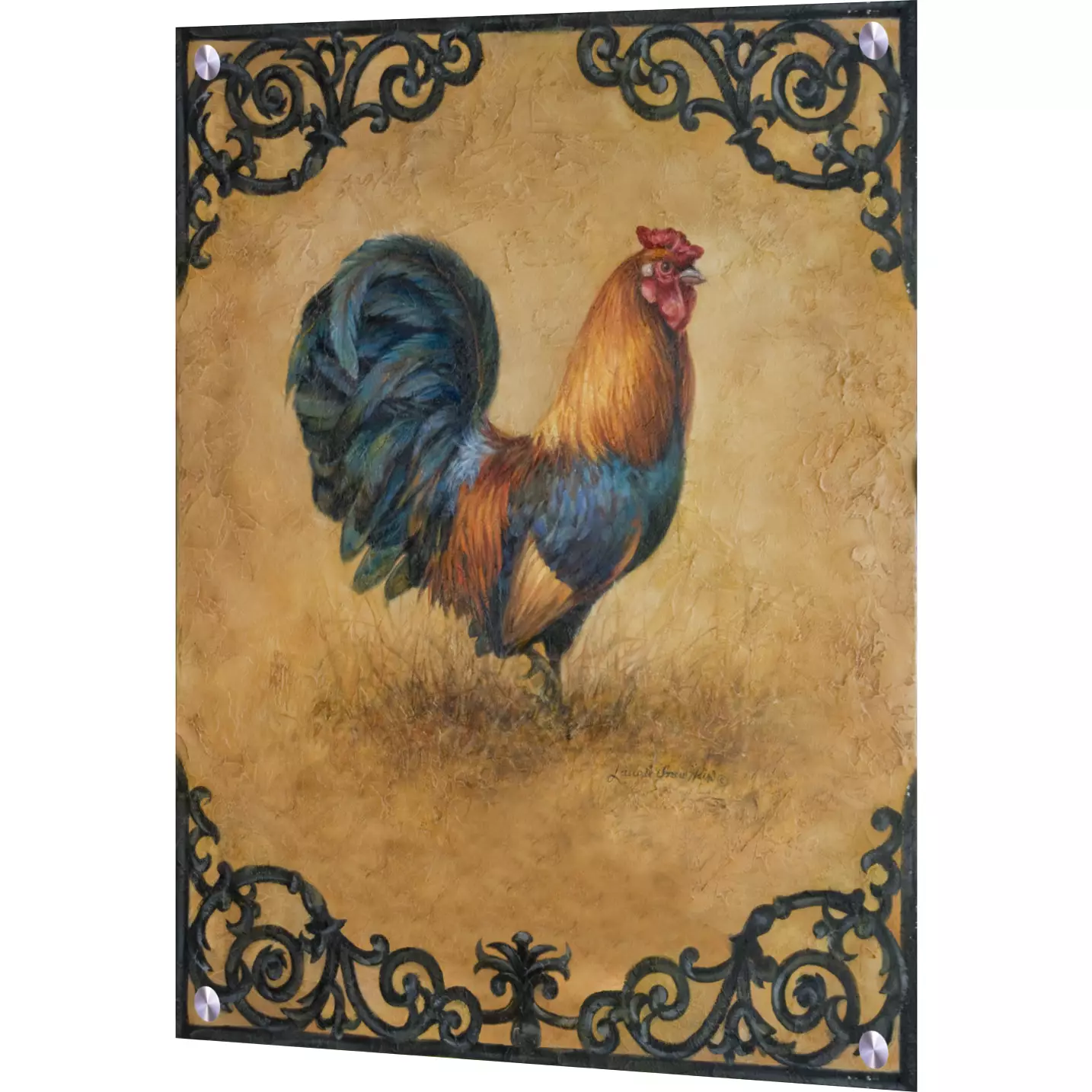 Decorative tile with Roosters-Rustic Rooster-Art Glass Backsplash