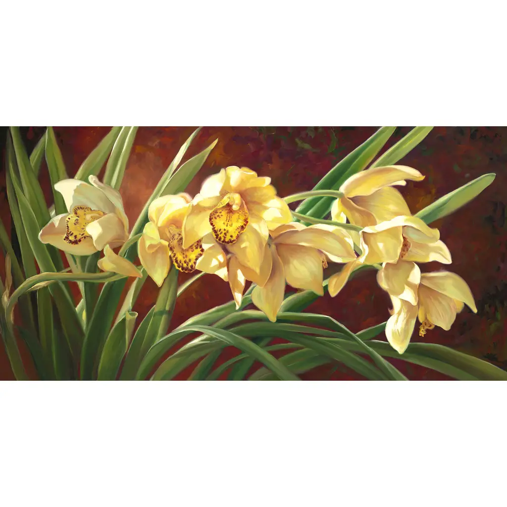 Tiles with tropical plants-Golden Cymbidium Orchid-Tile Mural