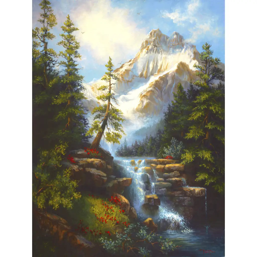 Woodland scene art on tile-Purgatory Falls-Tile Mural