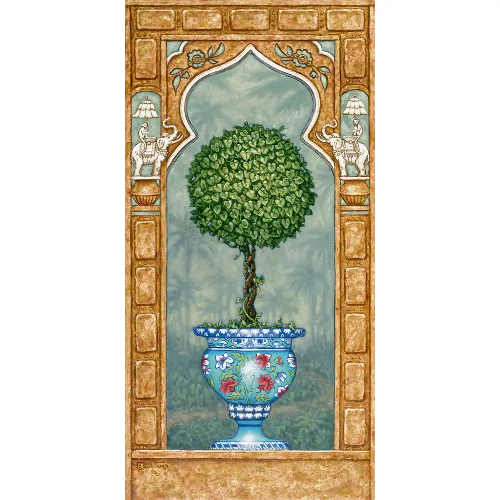 Art with Pots/Vases-Temple Topiary II-Tile Mural