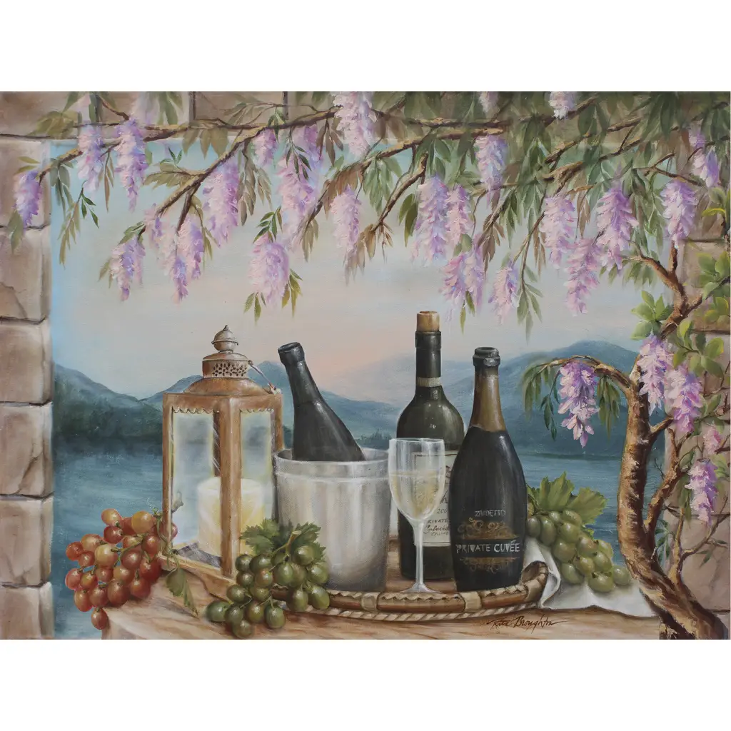 Decorative Wine tile-Wine and Wisteria-Tile Mural