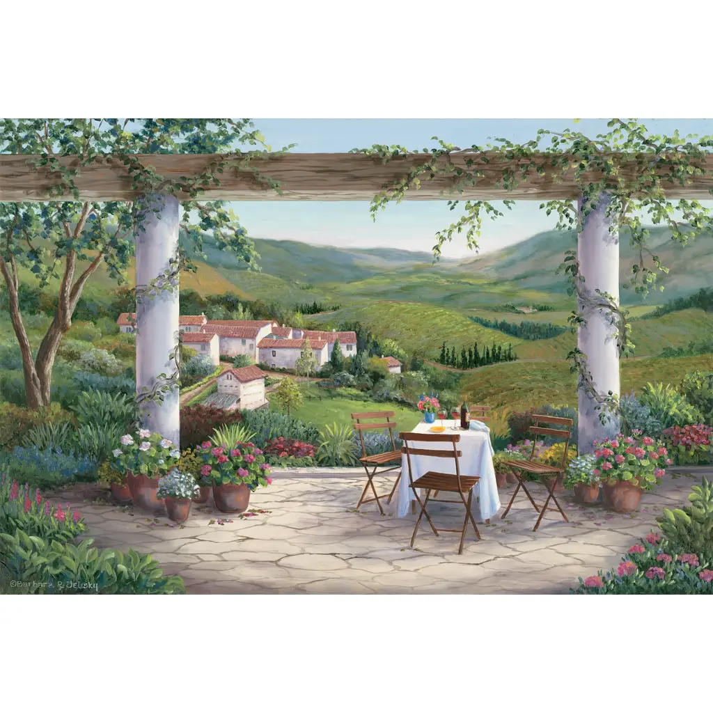 Tile art with Tuscan scenes-Afternoon in the Vine-Tile Mural