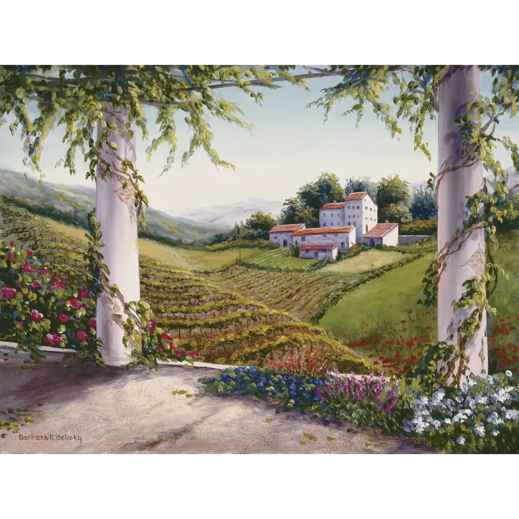 Tile art with Tuscan scenes-Terrace Vista-Tile Mural