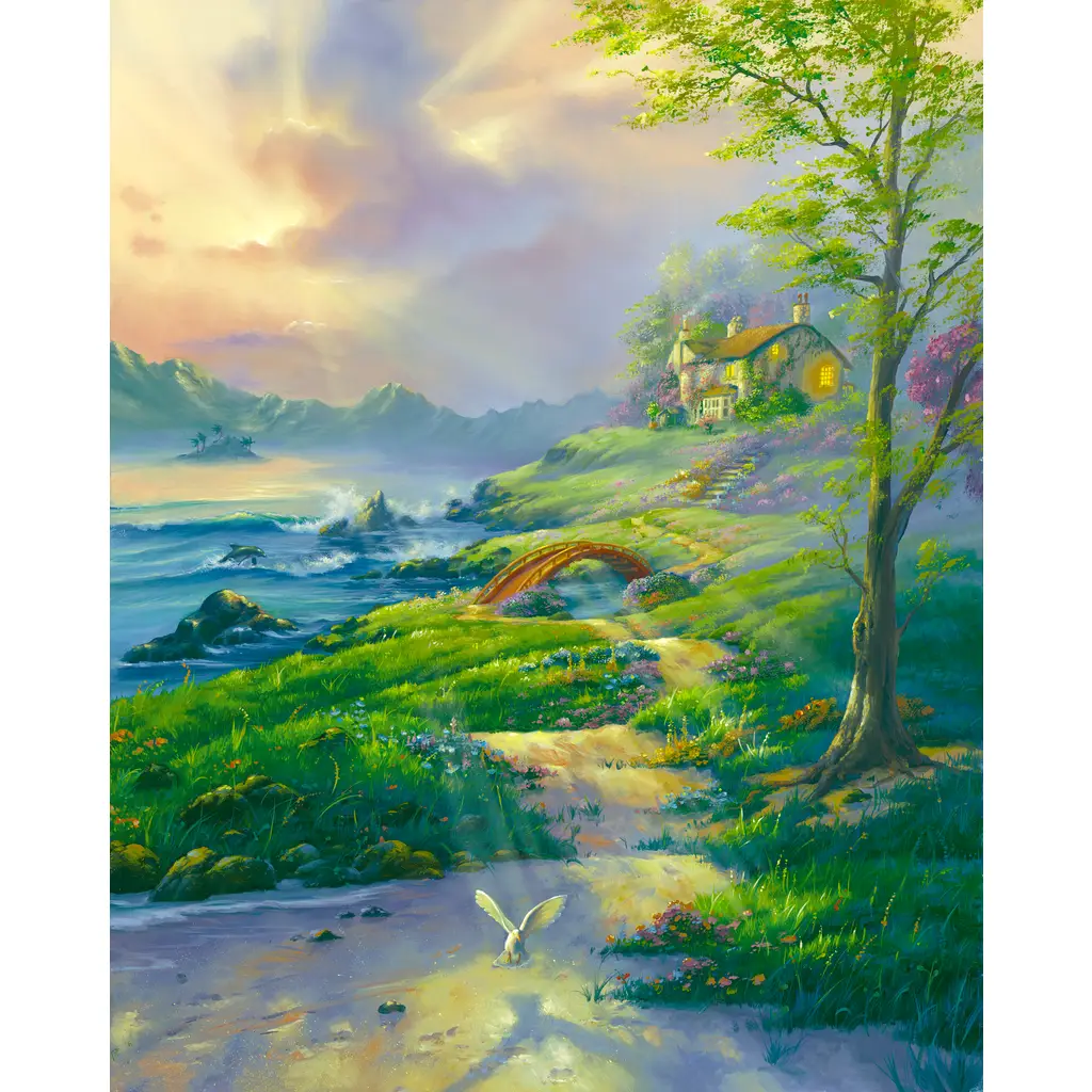 Garden scene tile art-Evening Comfort-Tile Mural
