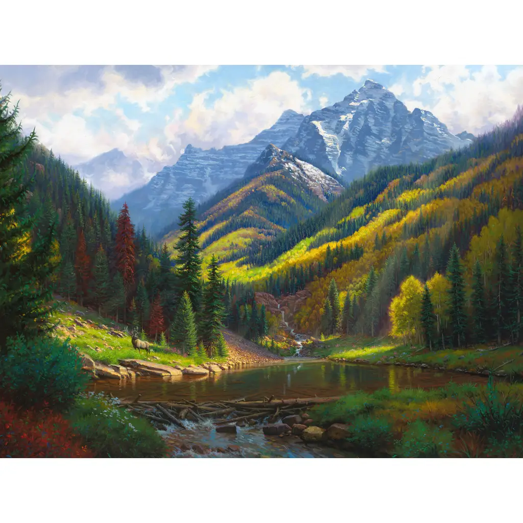 Woodland scene art on tile-Peaceful Valley-Tile Mural