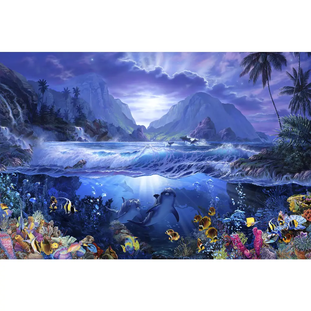 Dolphin and Whale art-Dolphins Playground-Tile Mural