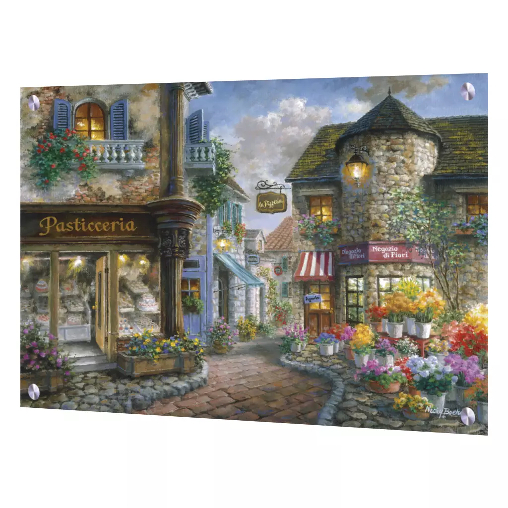 Street Scene tile art-Bella Piazza-Art Glass Backsplash