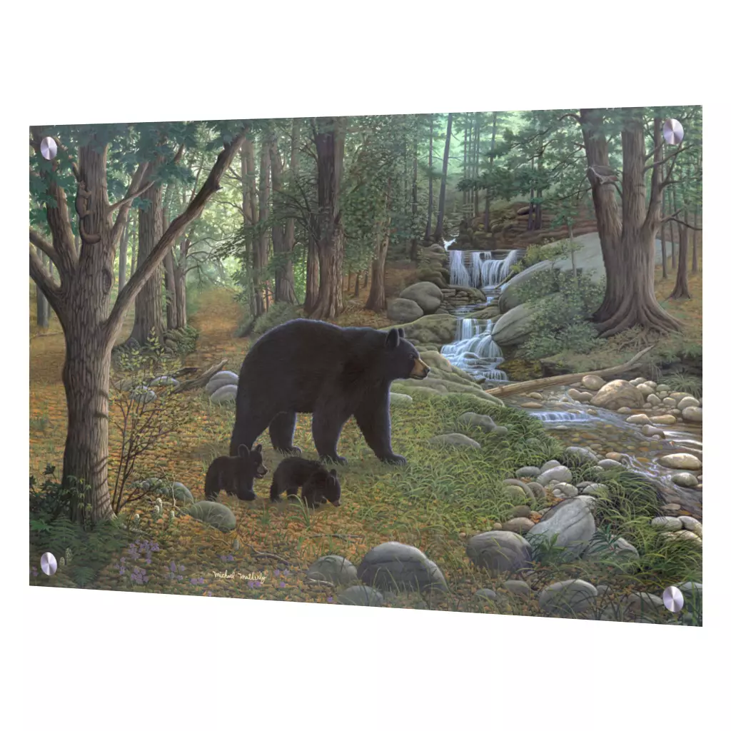 Decorative tiles with bears-Early Morning Black Bears-Tile Mural