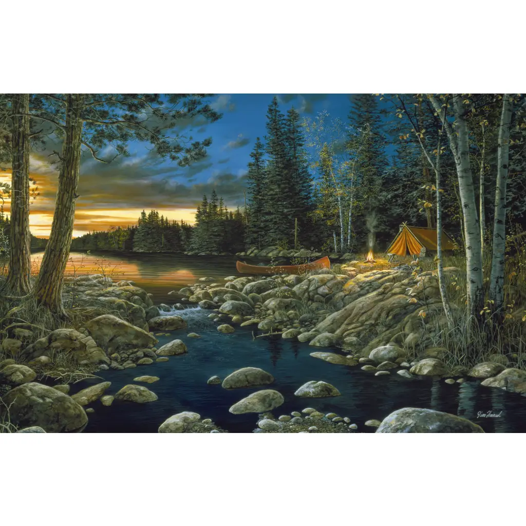 Woodland scene art on tile-Head Waters-Tile Mural