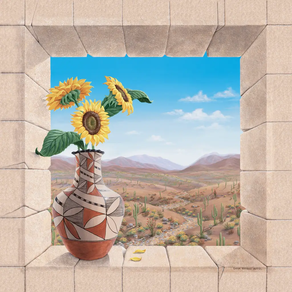 Tiles with tropical plants-Acoma Sun-Tile Mural