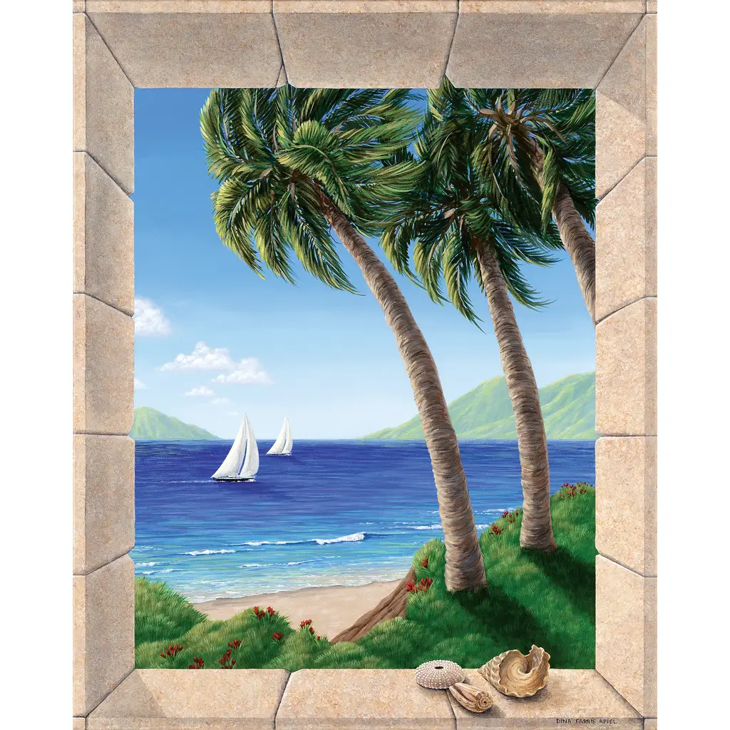 Beach scene tiles - Palm Fantasy - Tile Mural