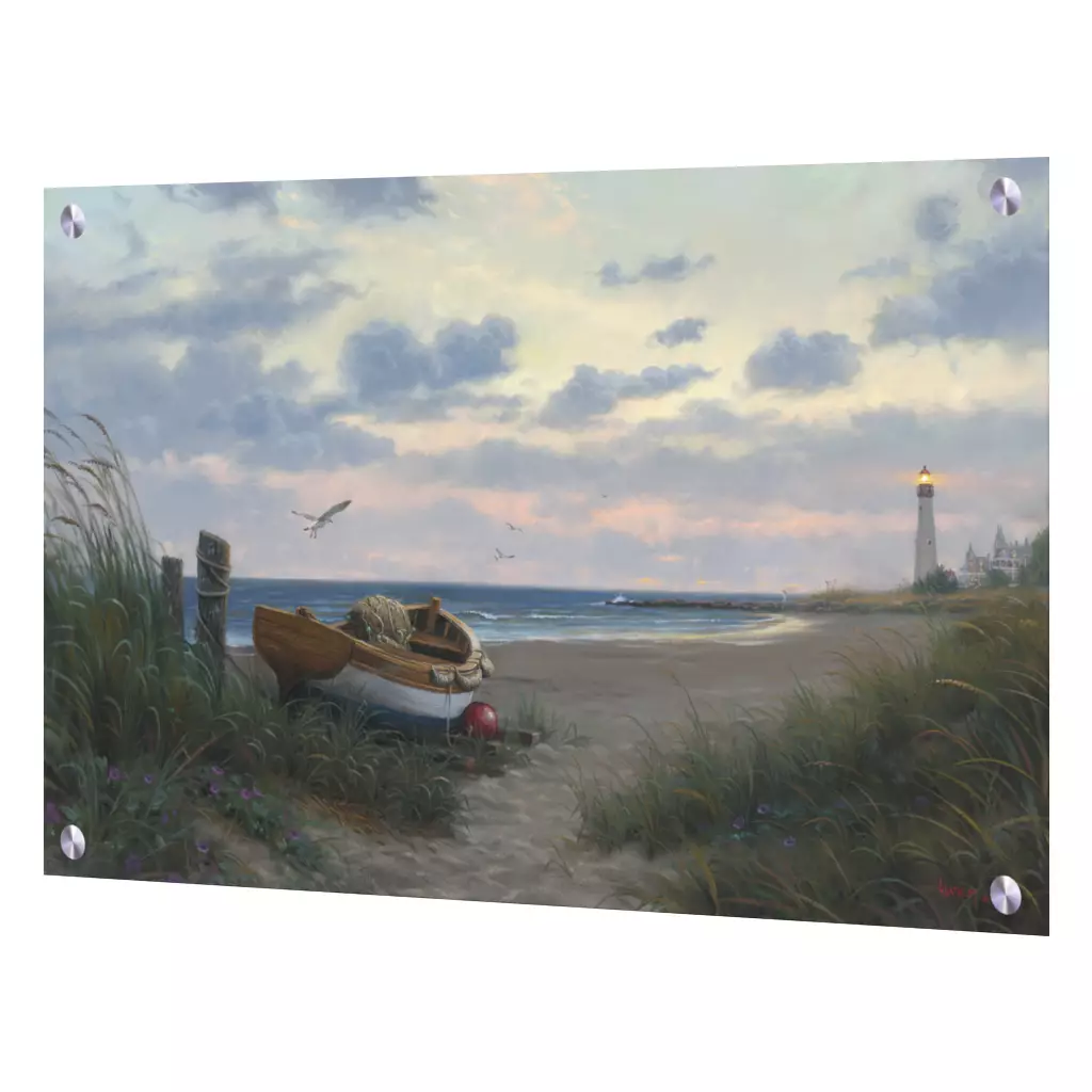 Tile art with lighthouses-Evening At The Coast-Tile Mural