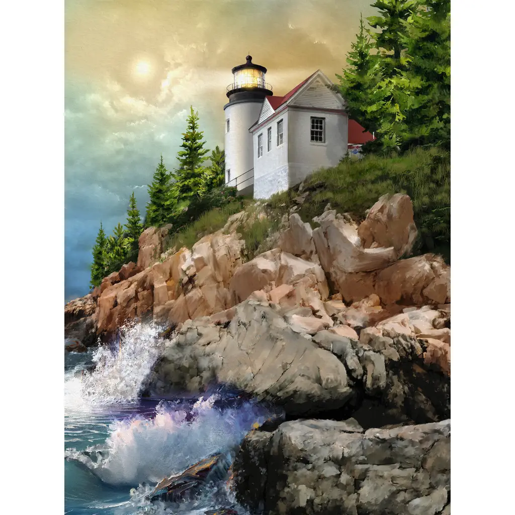 Tile art with lighthouses-Bass Harbor Lighthouse-Tile Mural