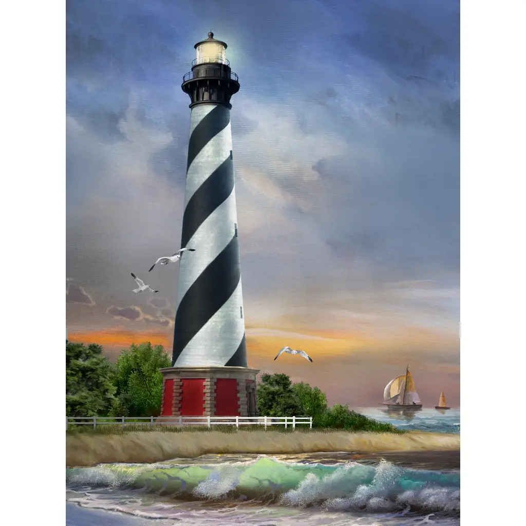Tile art with lighthouses-Cape Hatteras Lighthouse-Tile Mural