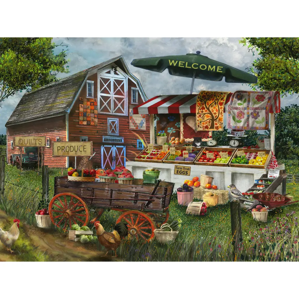 Farm animal art for tile-Fresh Country Produce-Tile Mural