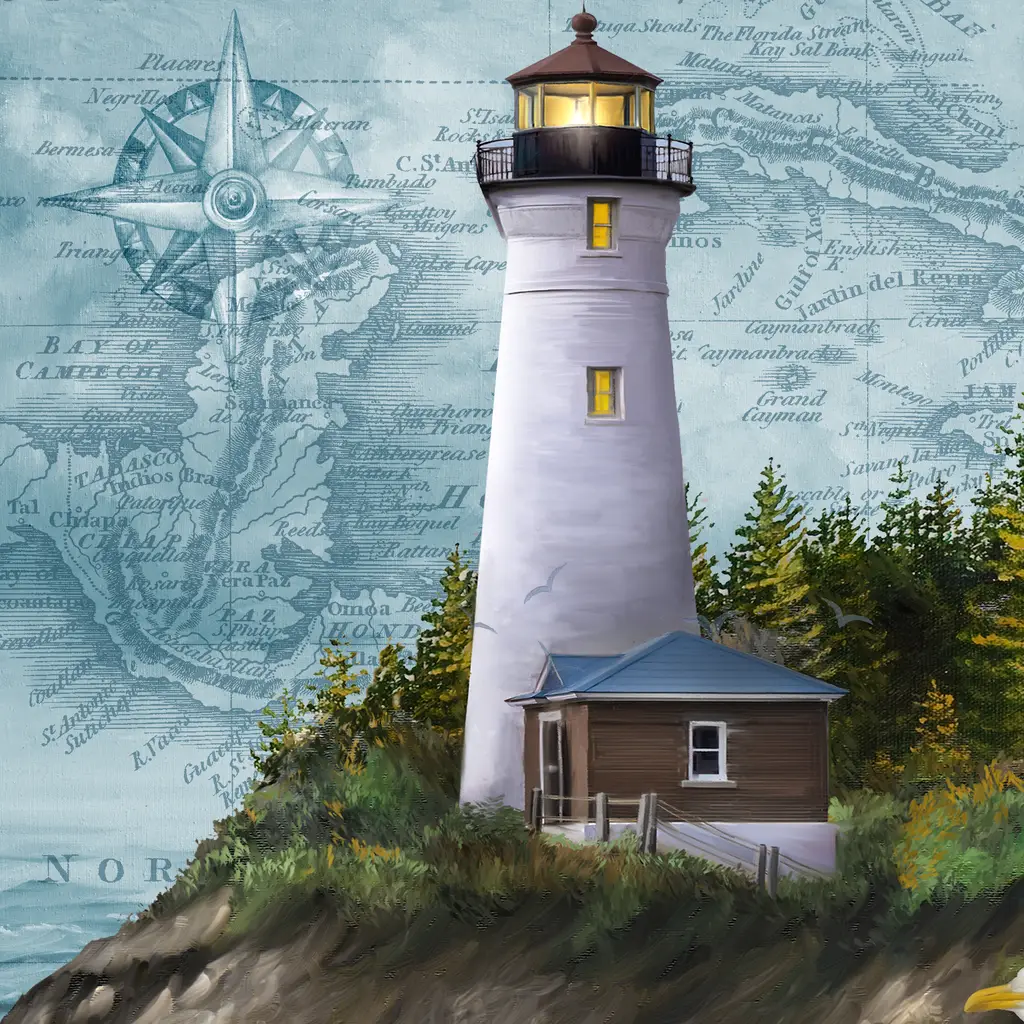 Tile art with lighthouses-Lighthouse IV-Tile Mural