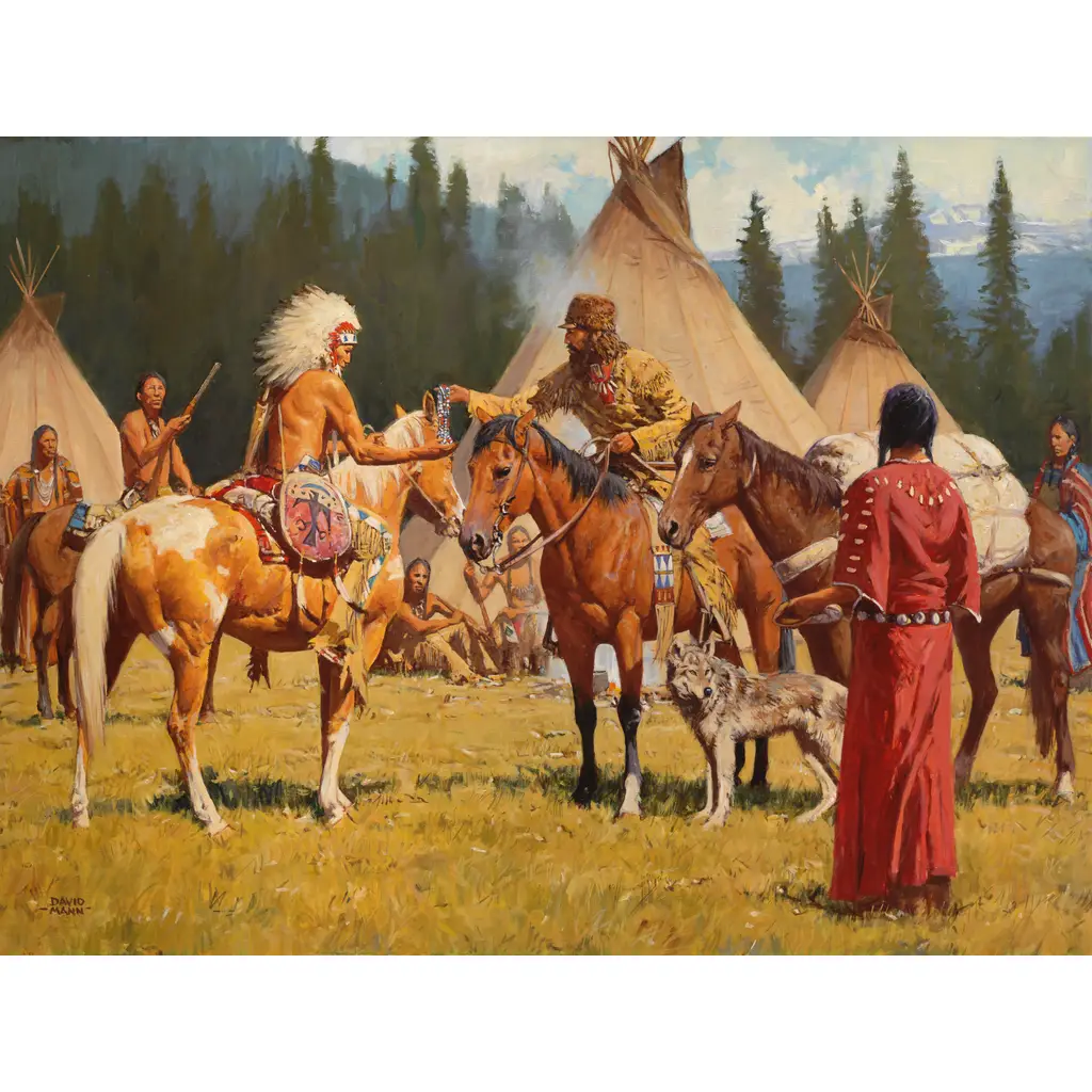 Native American Tile Murals-The Bead Trader-Tile Mural