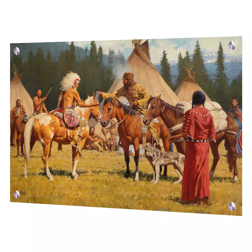 Native American Tile Murals-The Bead Trader-Tile Mural