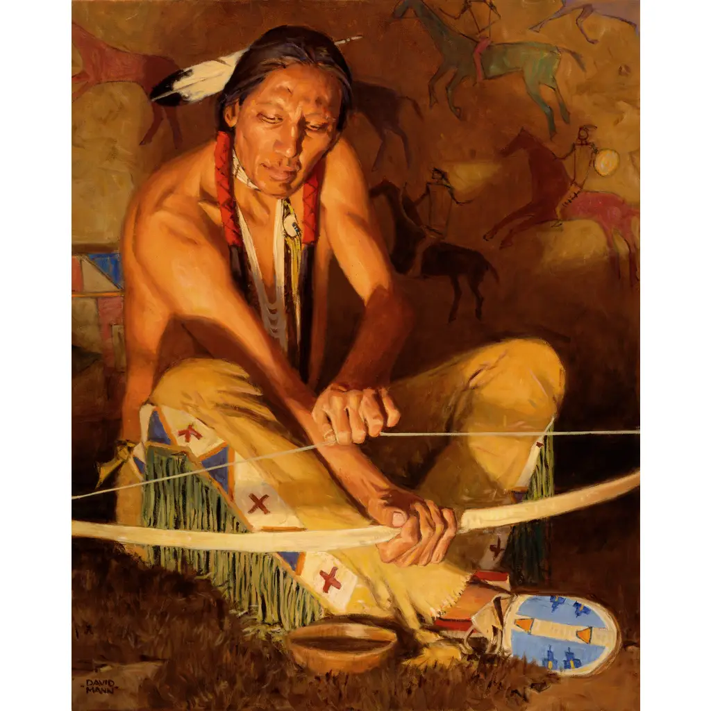 Native American Tile Murals-Wood and Sinew-Tile Mural
