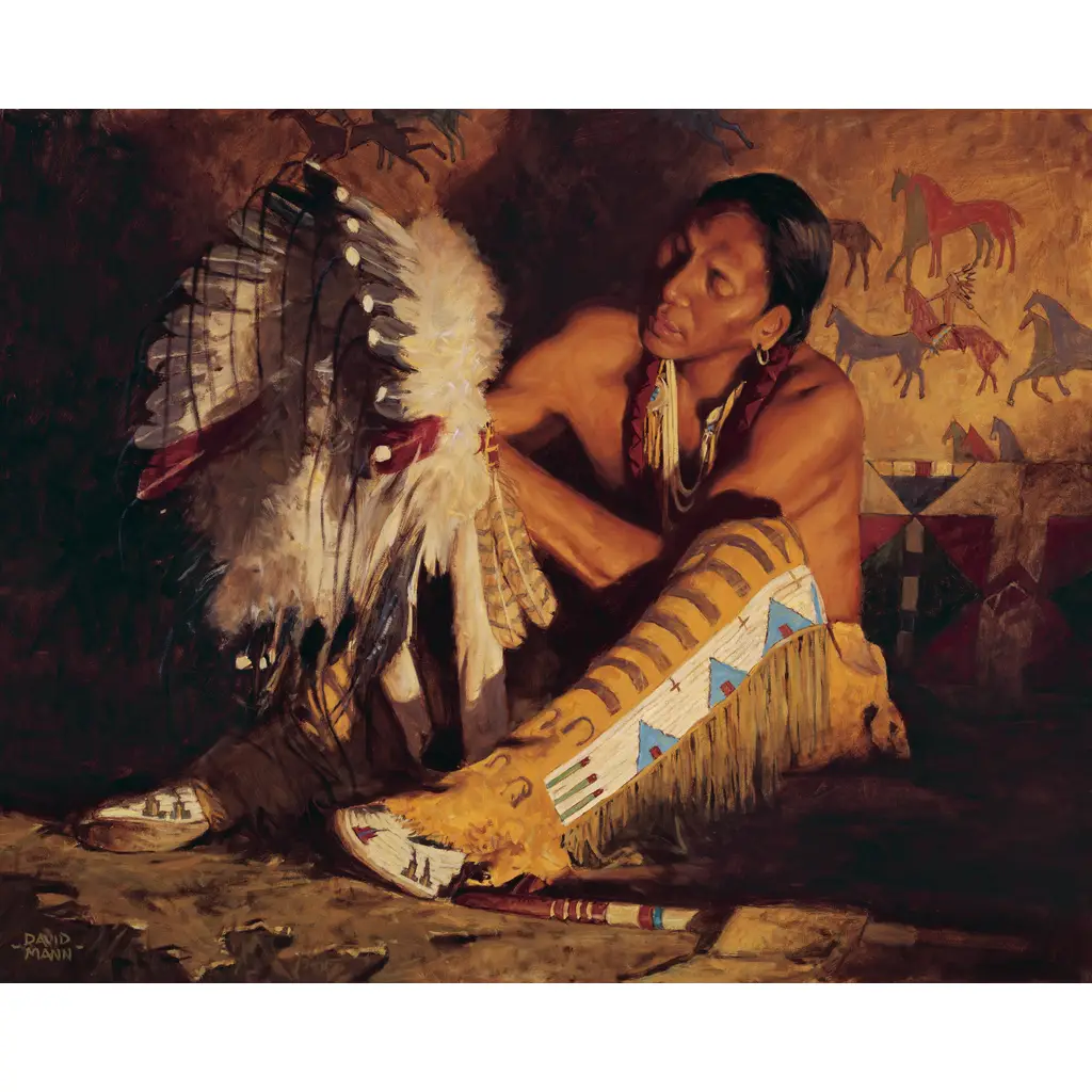 Native American Tile Murals-Red Feathers-Tile Mural