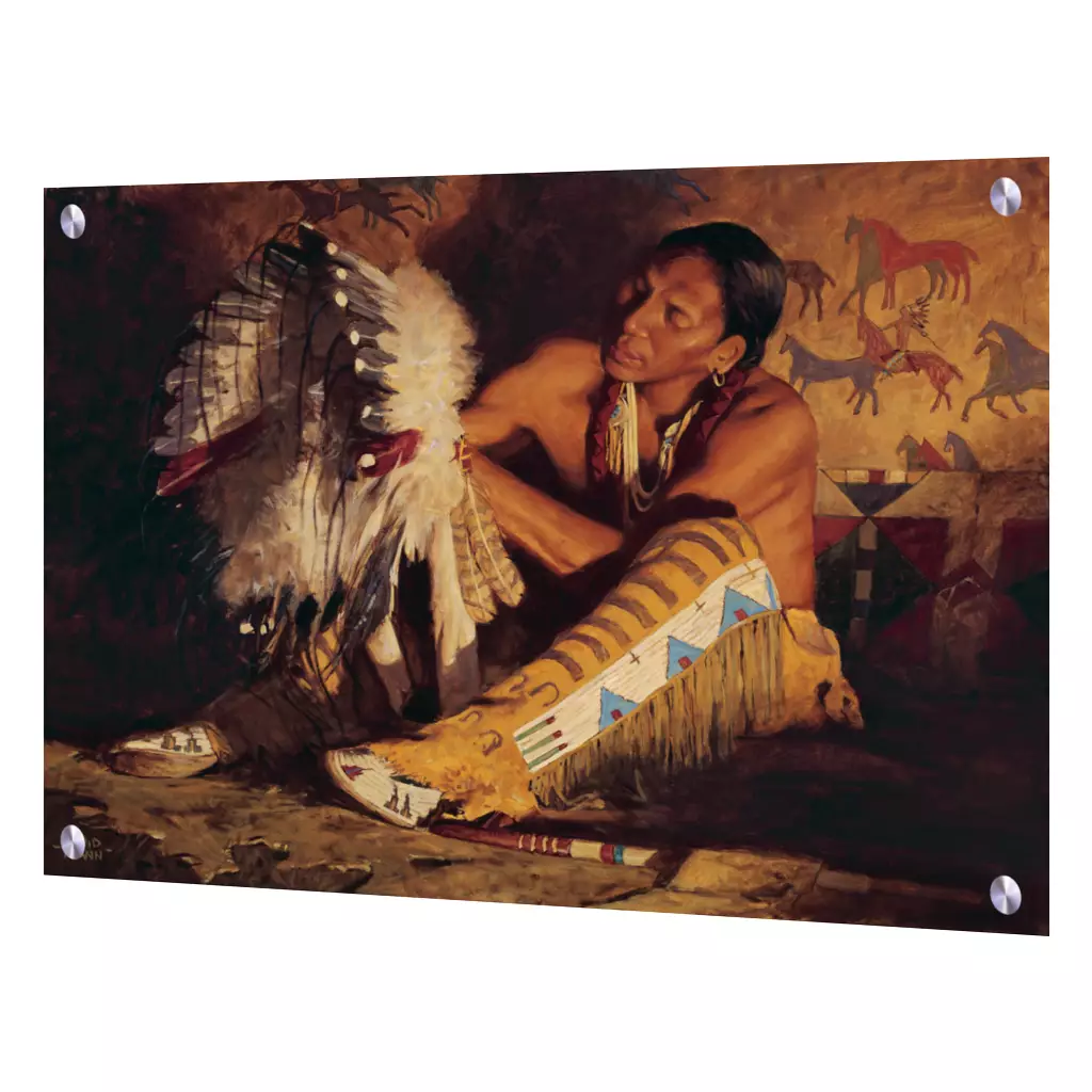 Native American Tile Murals-Red Feathers-Tile Mural