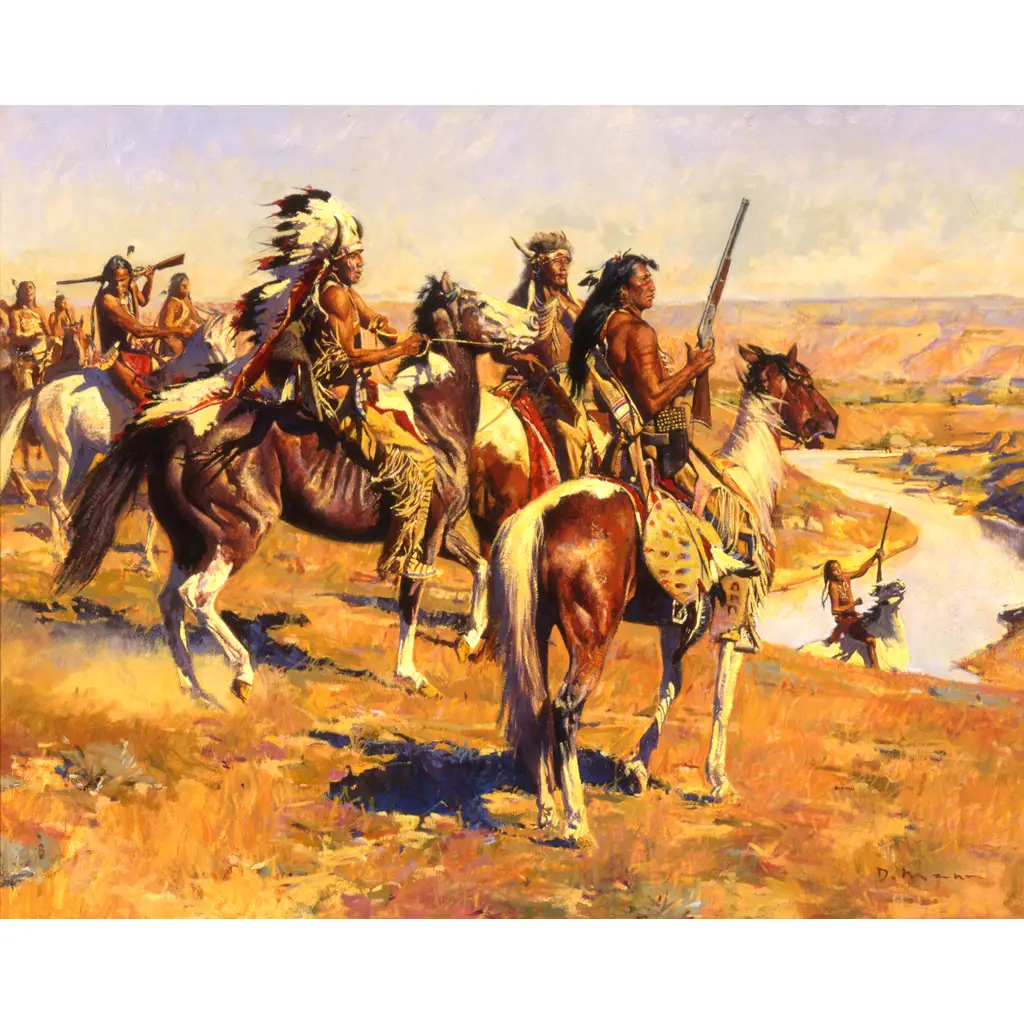 Native American Tile Murals-War Party-Tile Mural