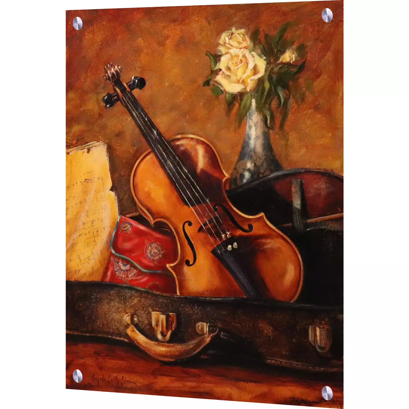 Photography on tile-Roses and Violin-Tile Mural