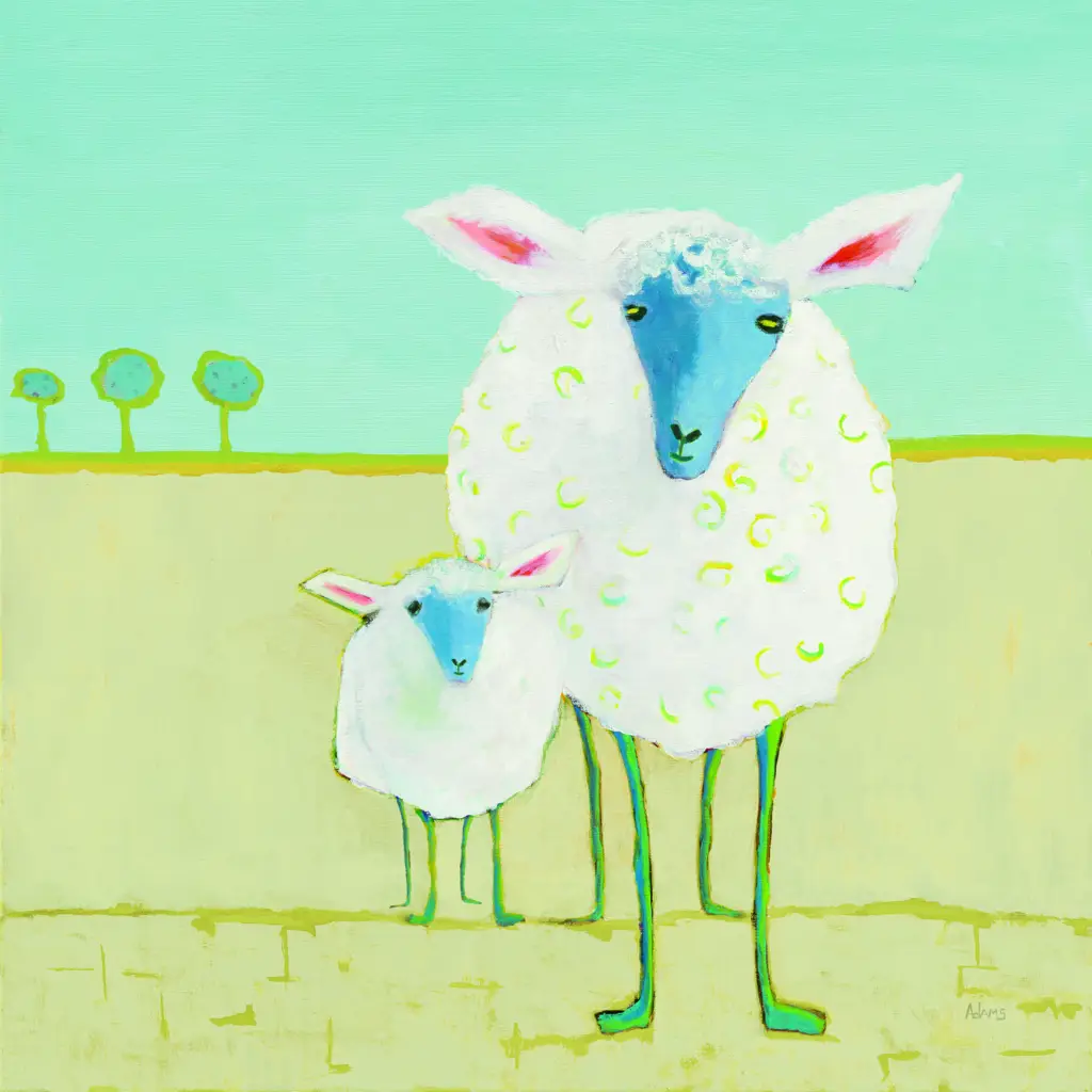 Farm animal art for tile-Colorful Sheep-Tile Mural