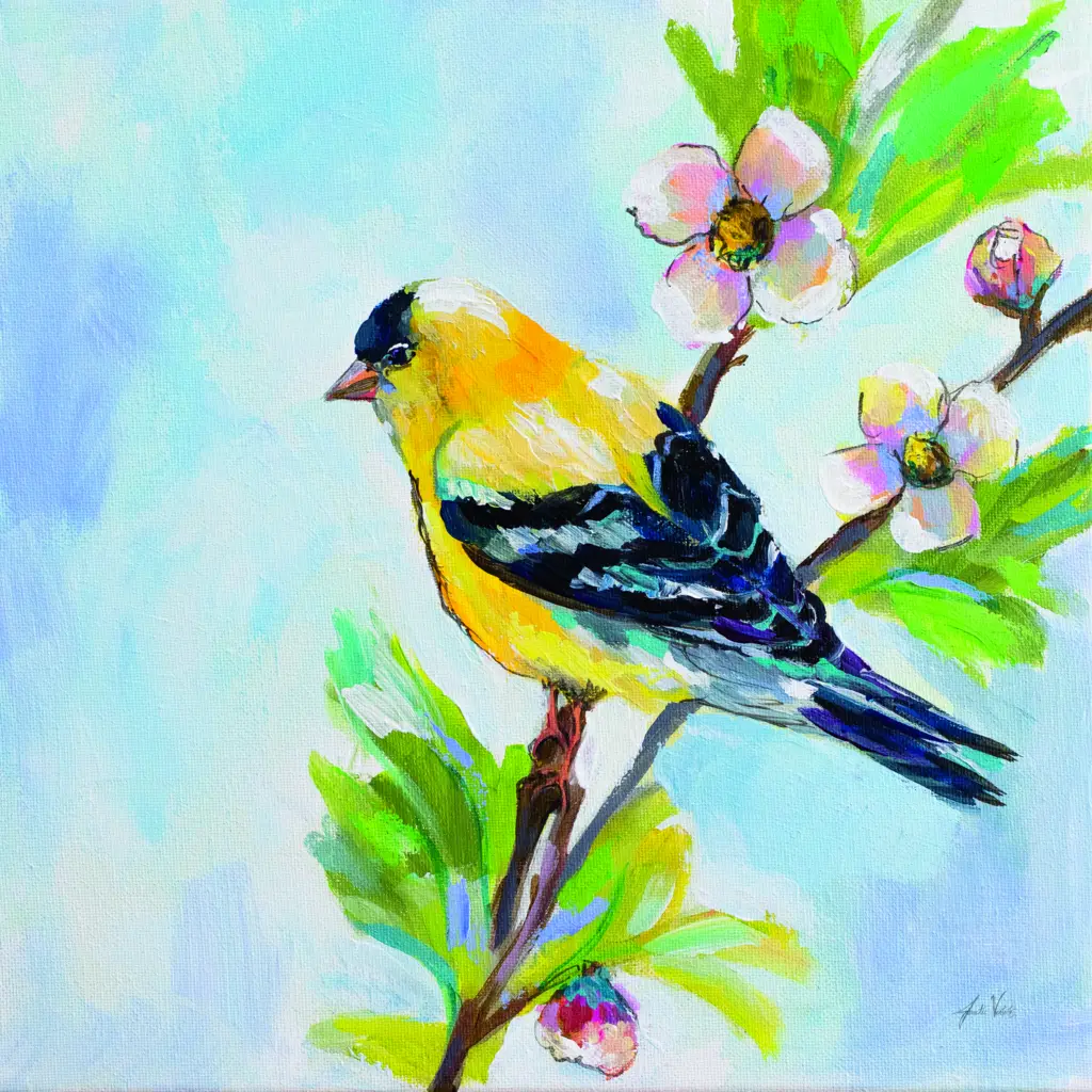 Backyard bird decorative tile-Golden Finch-Tile Mural