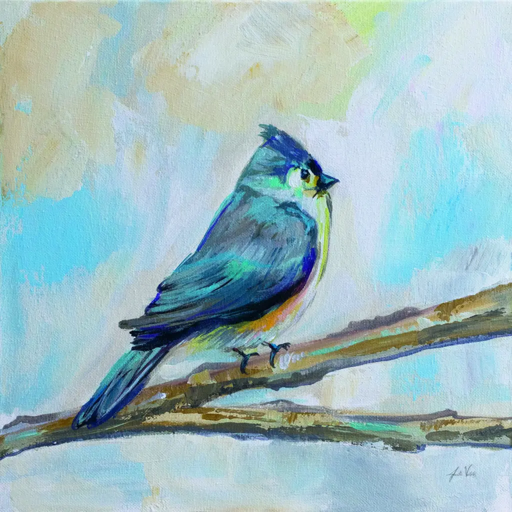 Backyard bird decorative tile-Titmouse-Tile Mural