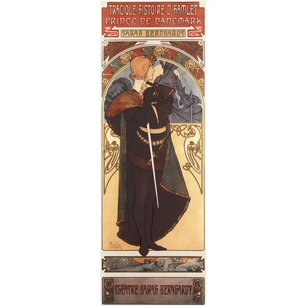 Art from the art nouveau era-Sarah Bernhardt - Hamlet-Tile Mural