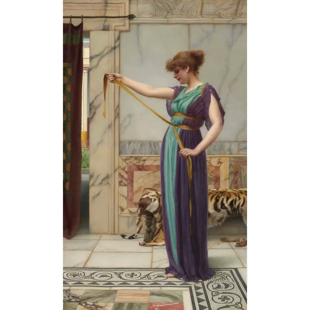 Art from the neoclassical era-A Pompeian Lady-Tile Mural