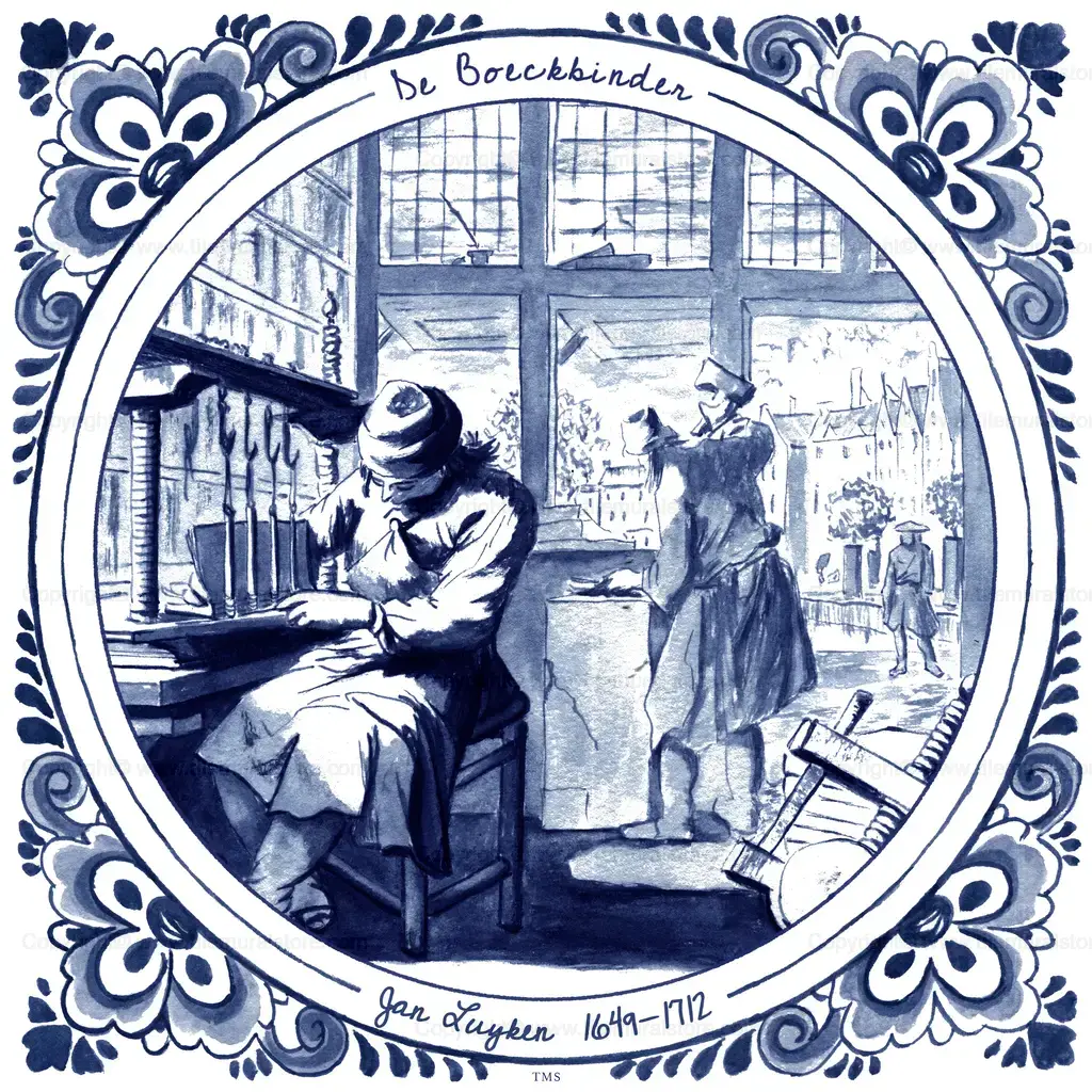 Delft - Delft Tile - De Boeckbinder - Book Binder - With Border - Tile ...