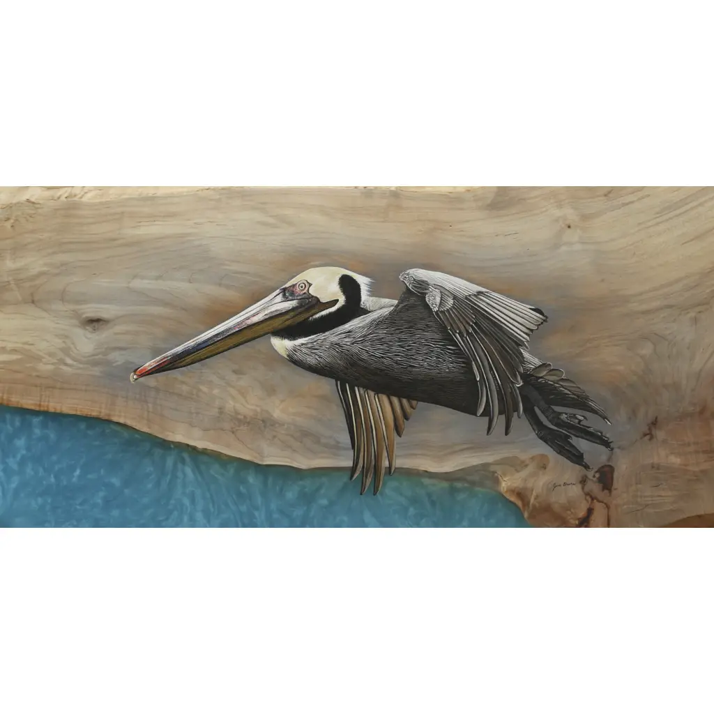 Tile Mural - Pelican Over Turquoise Water - Tile Mural