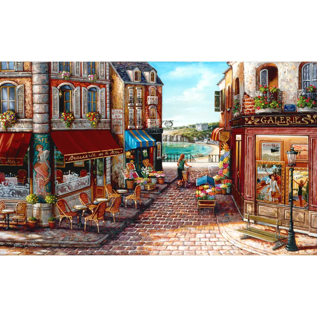 Street Scene tile art-Seaside Stroll-Tile Mural