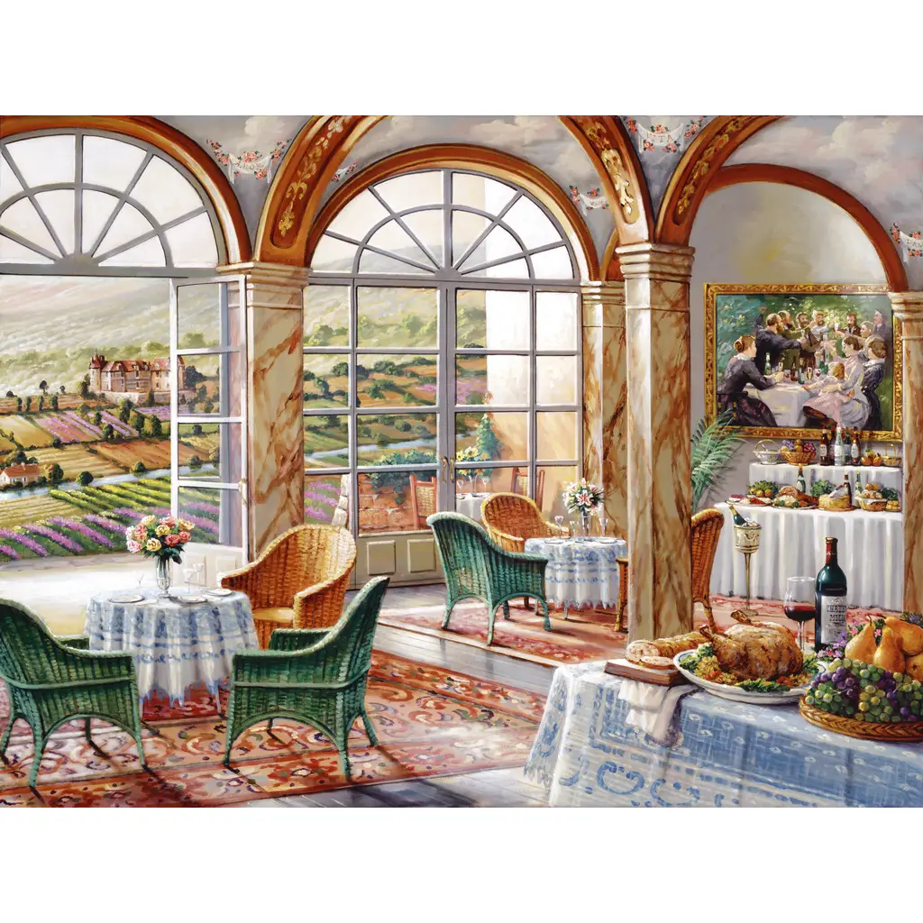 Garden scene tile art-Lavender Fields-Tile Mural