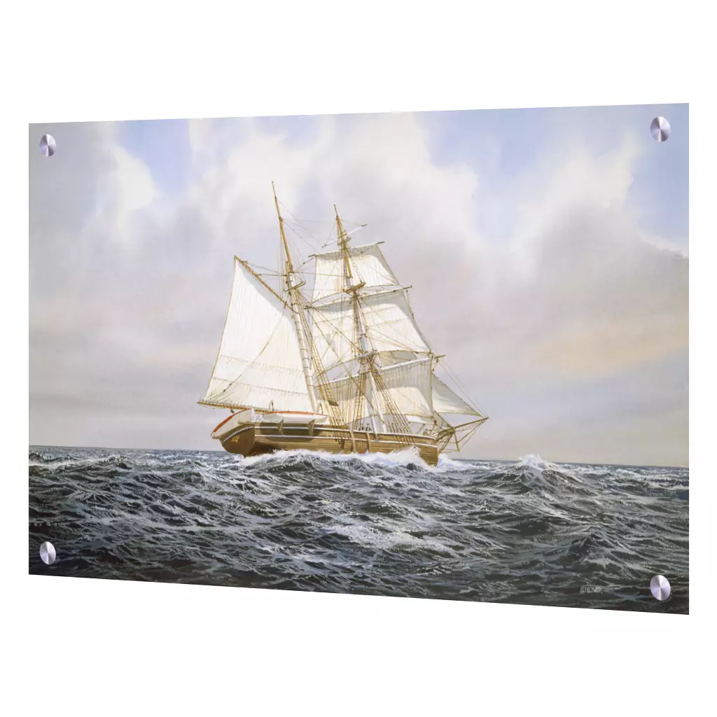 Decorative tile with Ships-Brigantine-Art Glass Backsplash