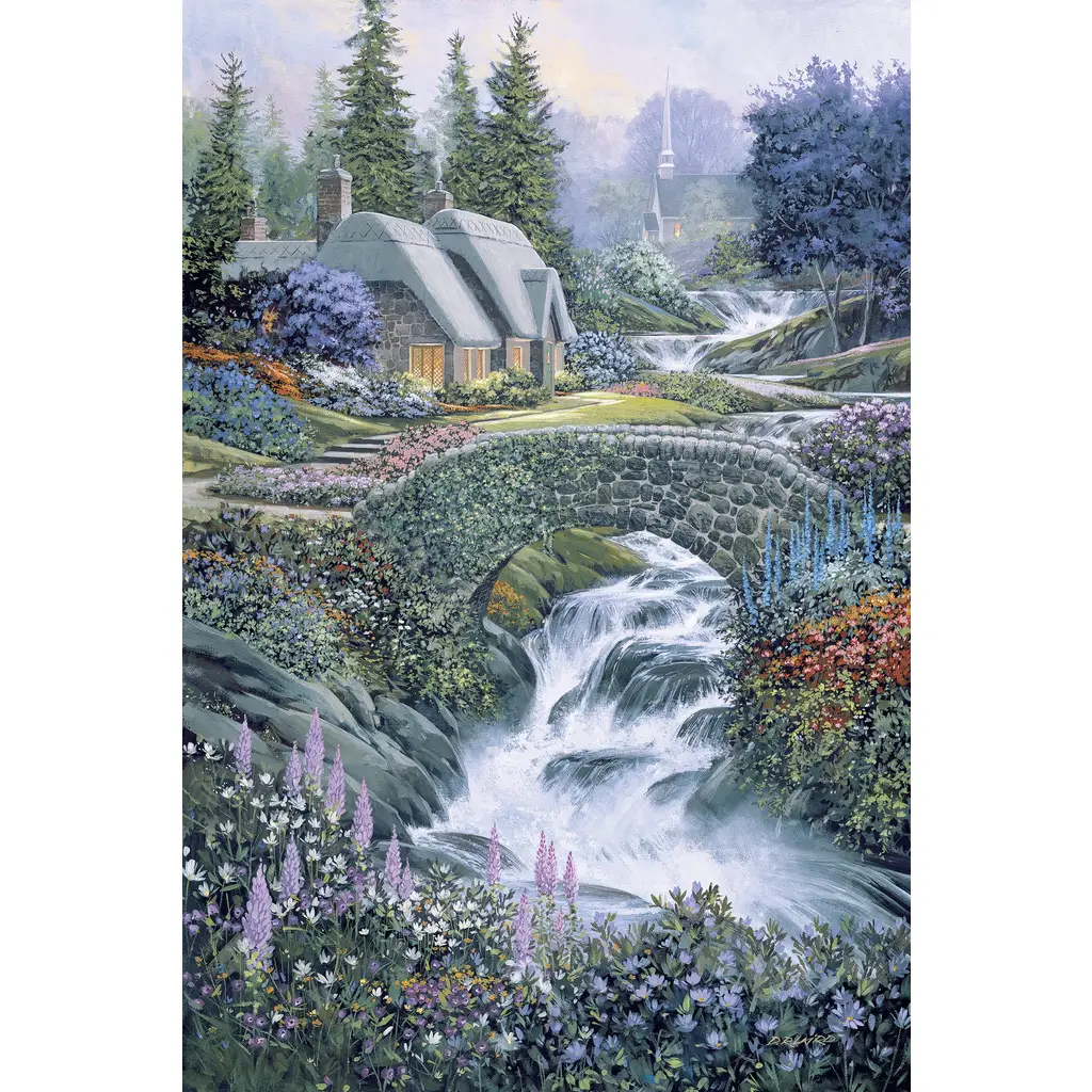 Woodland scene art on tile-The Cobble Stone Spring-Tile Mural