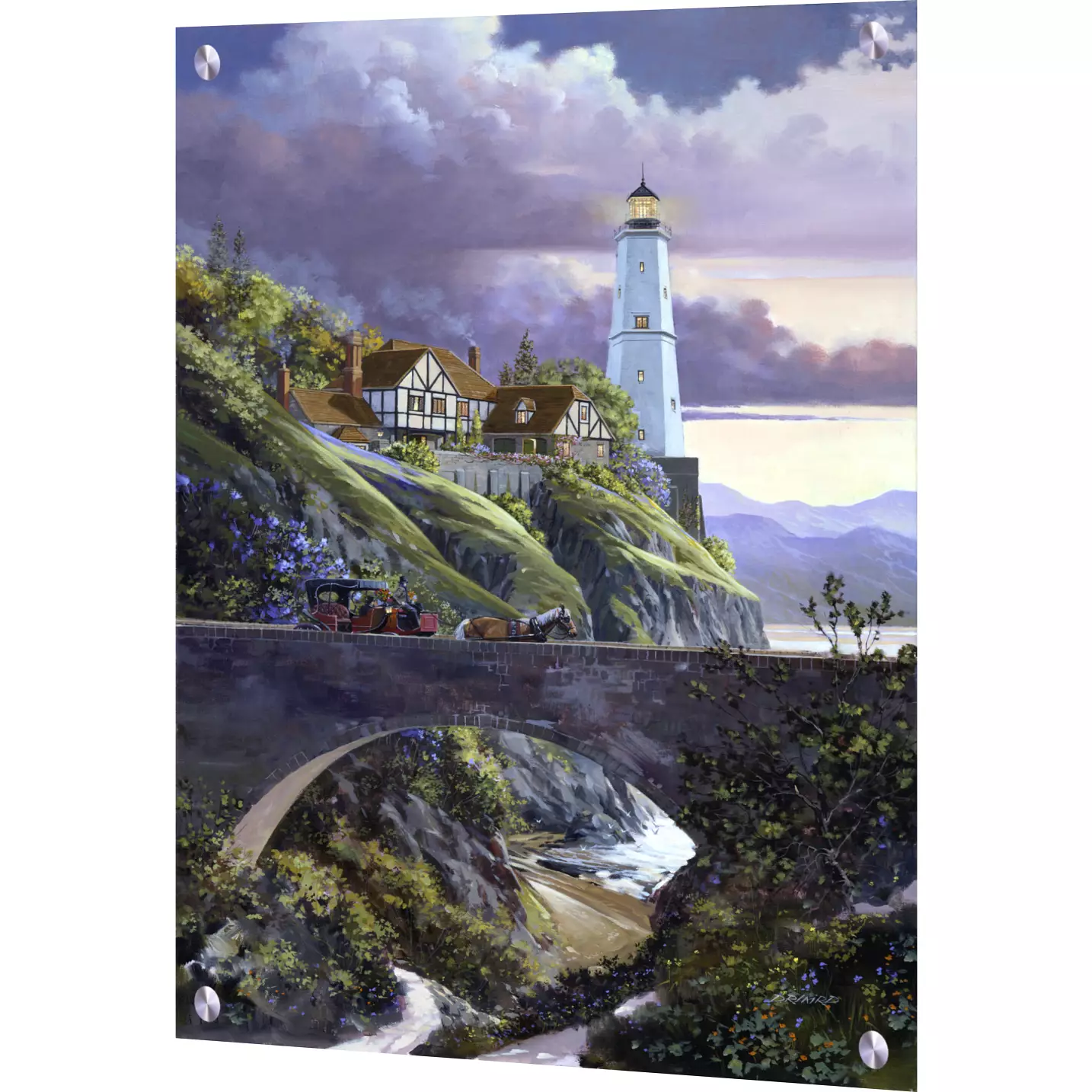 Tile art with lighthouses-The Sentinel-Tile Mural