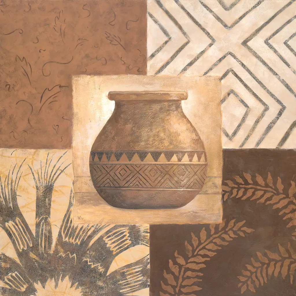 Kitchen backsplash ideas-Swahili Vase II-Tile Mural
