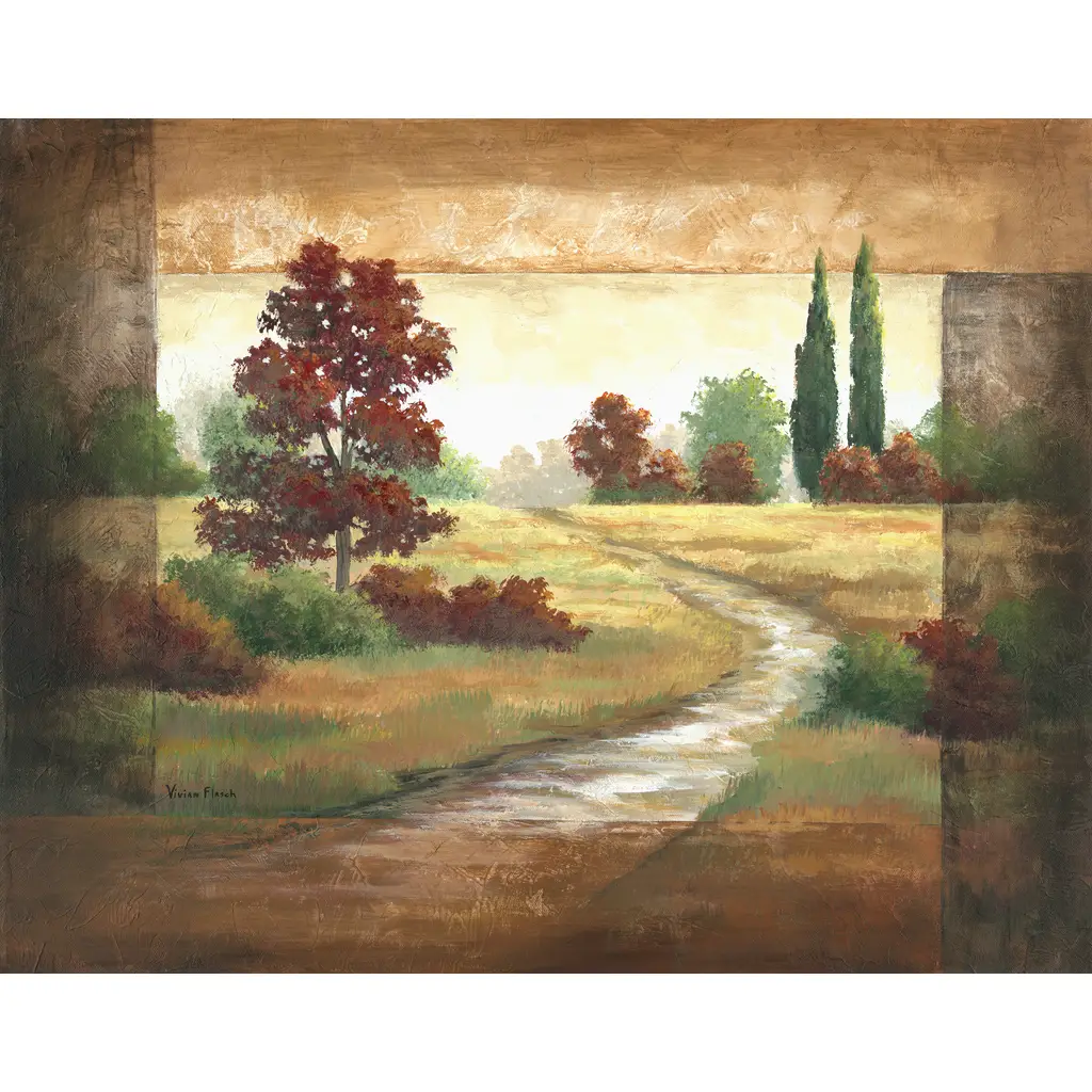 Woodland scene art on tile-Autumn Scroll II-Tile Mural