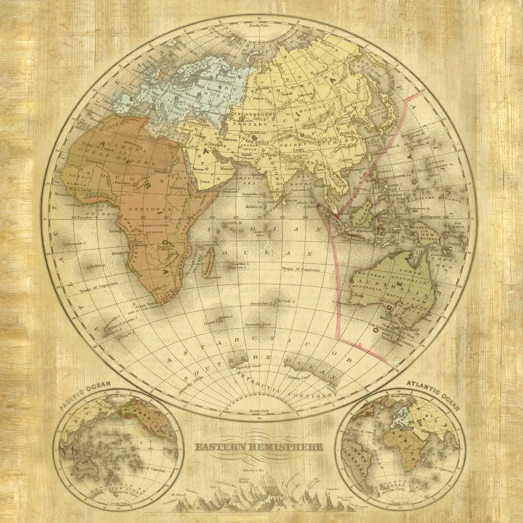 Decorative map tiles-Terre Orbis II B-Tile Mural